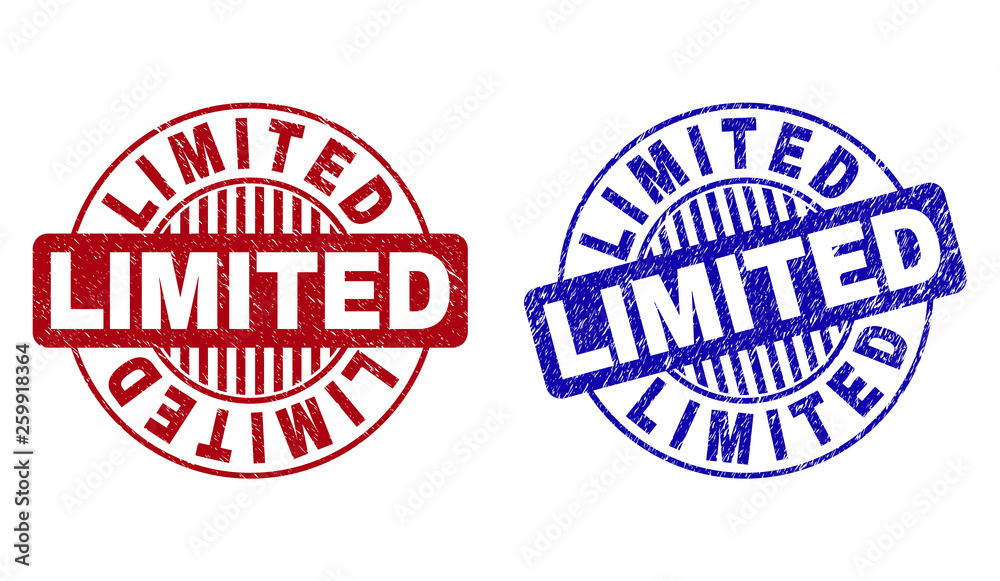Grunge LIMITED round stamp seals isolated on a white background. Round ...