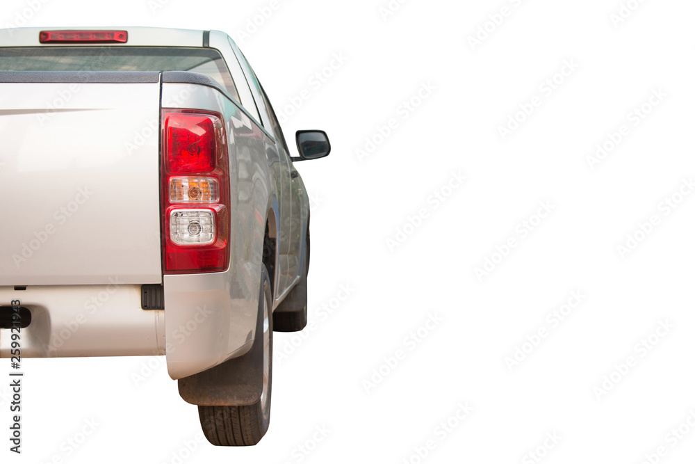 back view silver pick up truck isolated on white background with ...