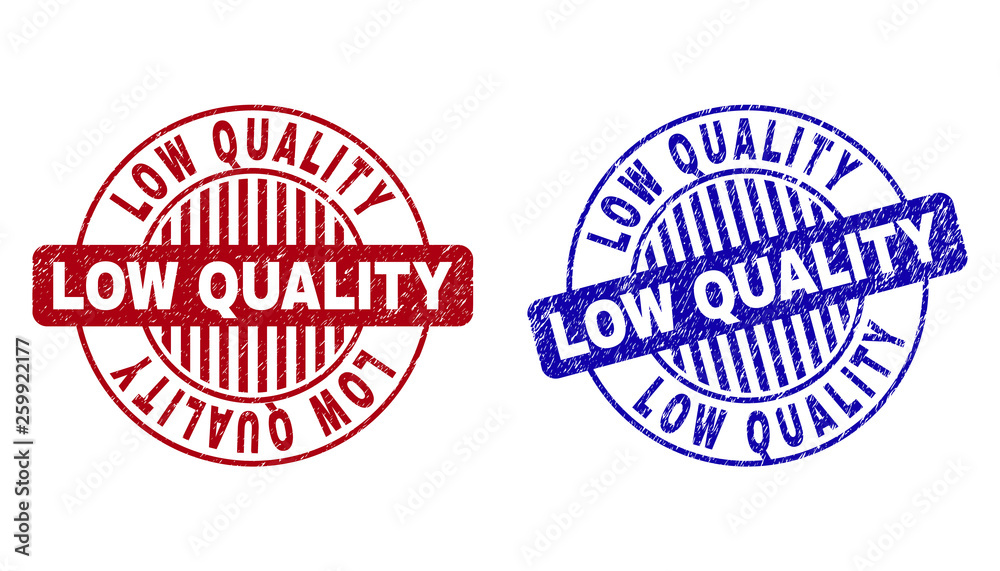 Grunge LOW QUALITY round stamp seals isolated on a white background ...