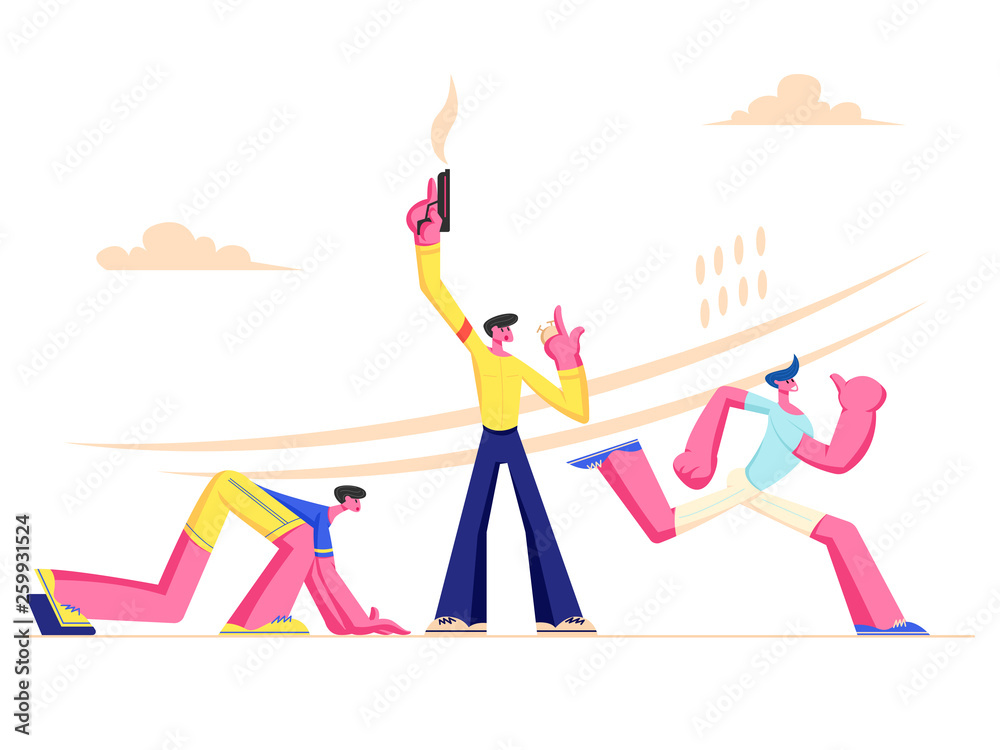 Explosive Starting at Sport Running Competition. Athlete Sprinter ...