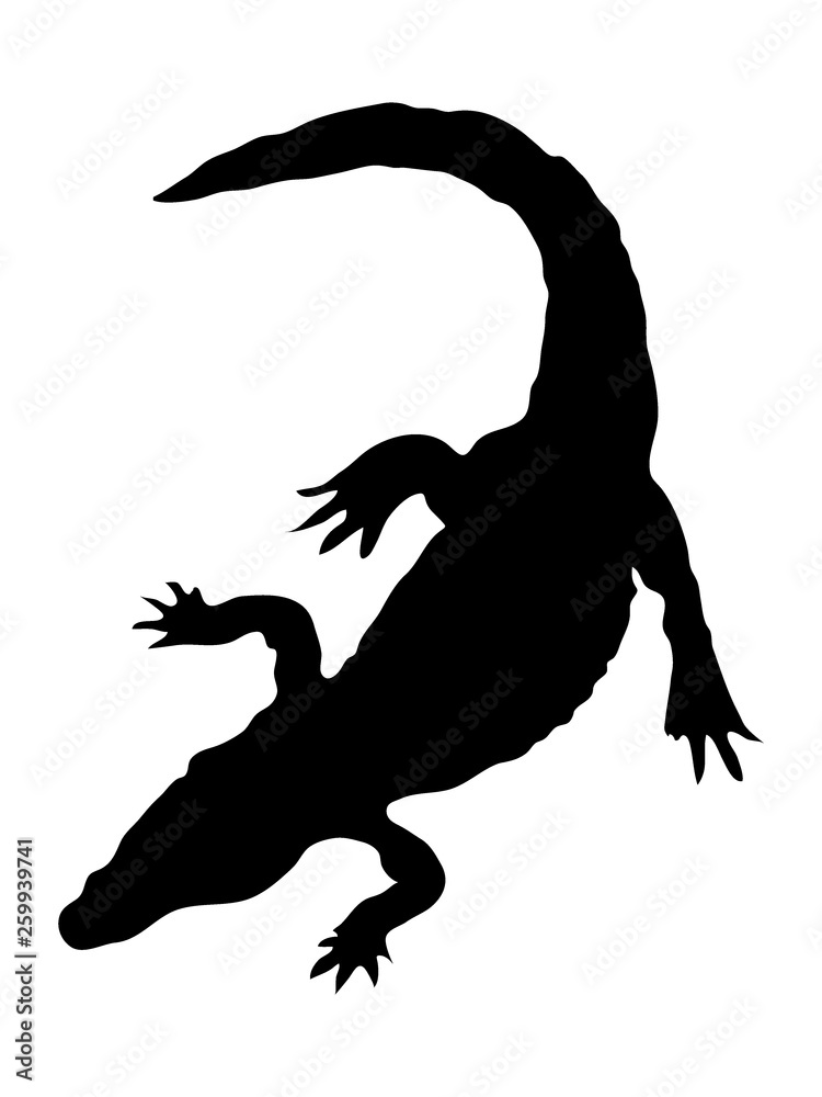Crocodile black silhouette Stock Vector | Adobe Stock