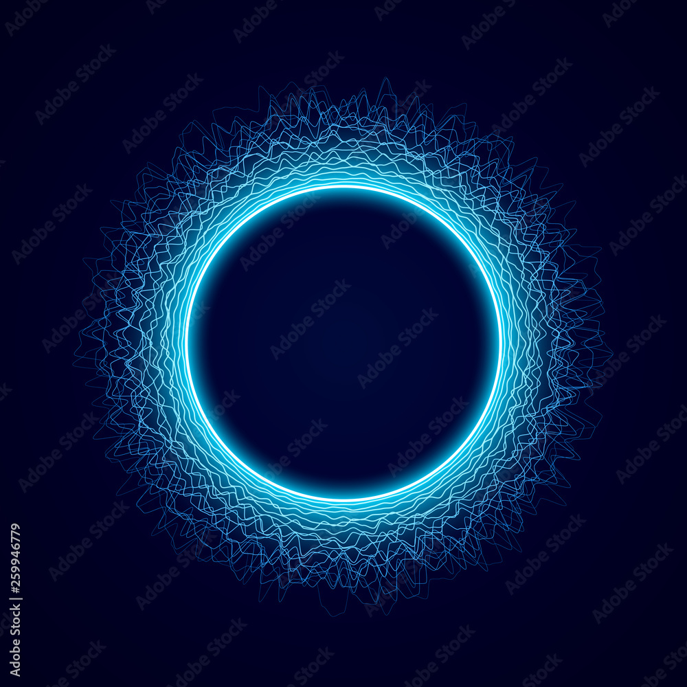 Neon circular shape of Soundwave form. Audio equalizer. Sound impulse ...