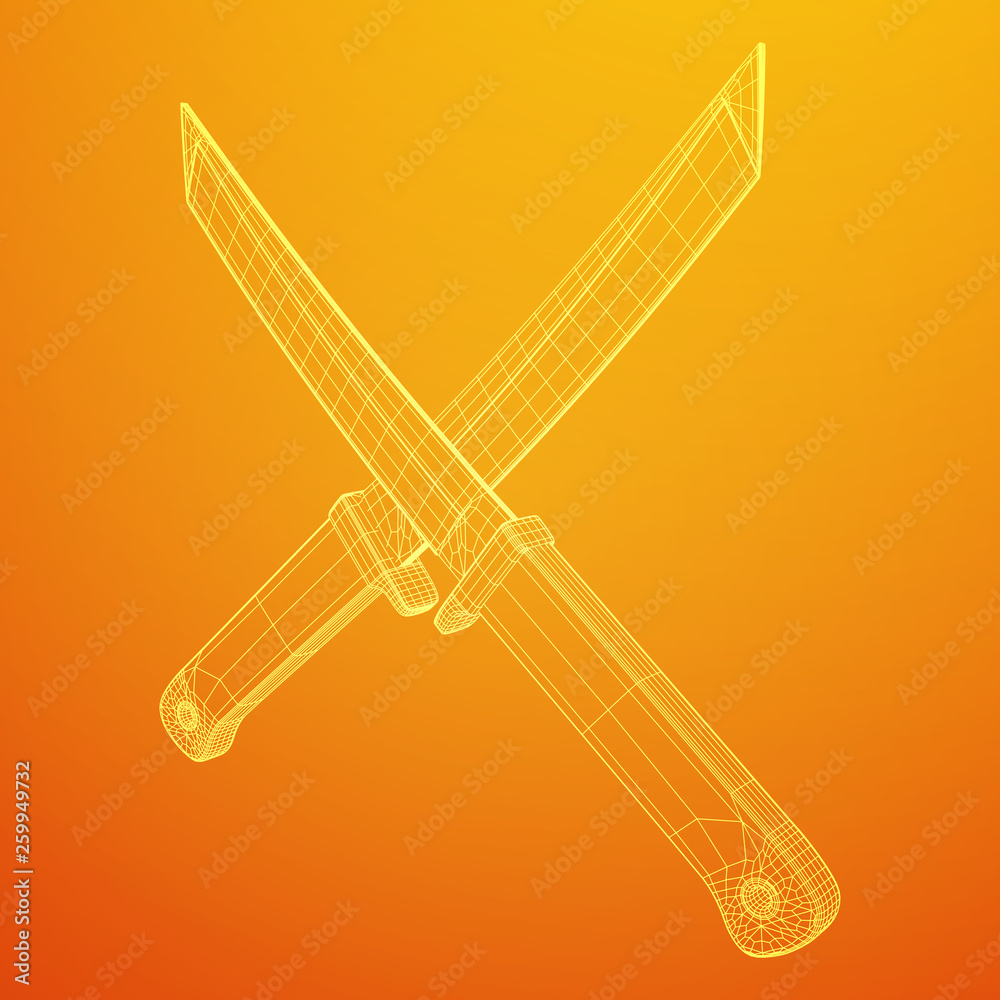 Blade tactical combat hunting survival bowie knife. Model wireframe low ...