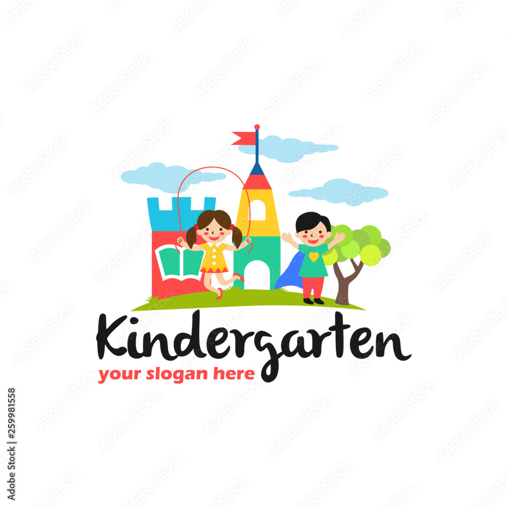 Kids Kindergarten Logo Templates vector de Stock | Adobe Stock