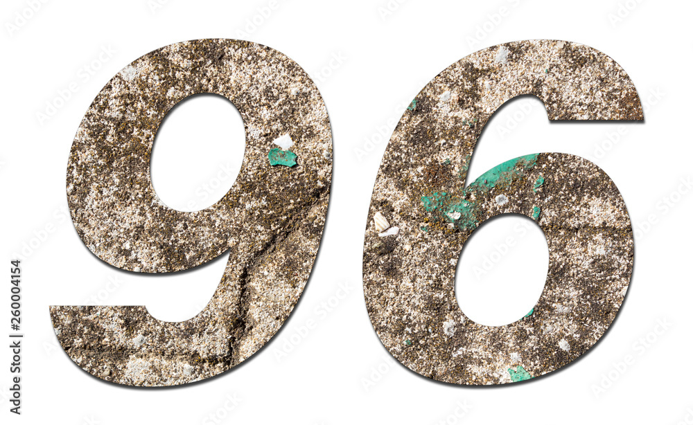 Number 96 with old wall on white background,Stone Number Stock Photo ...
