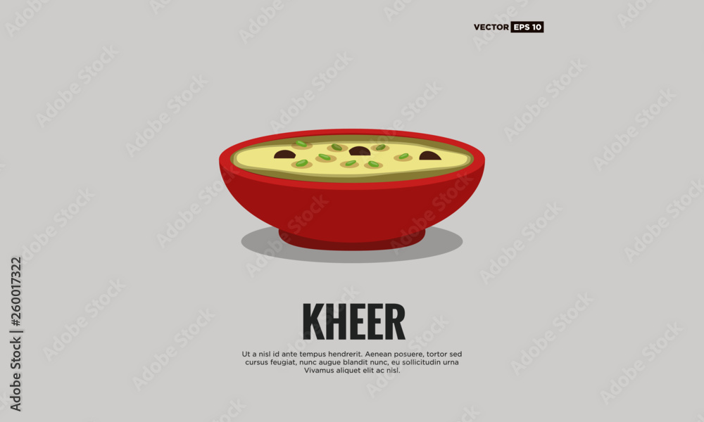 Kheer in a Bowl Vector Illustration Stock Vector | Adobe Stock