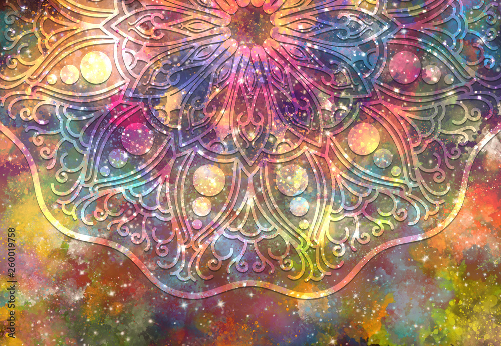 Abstract mandala graphic design and watercolor digital art painting for ...