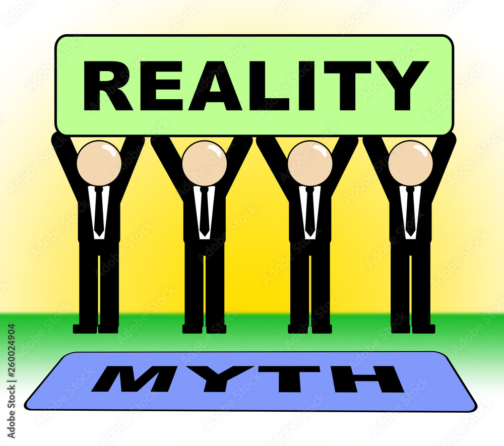Myth Versus Reality Sign Showing False Mythology Vs Real Life - 3d ...