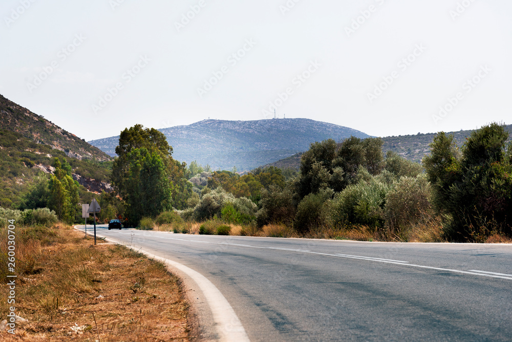 Road with one Straight line and dashed line for photo manipulation with ...