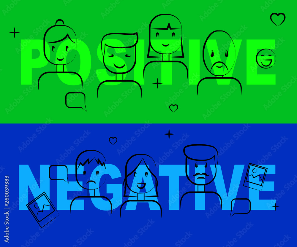 Positive Vs Negative Words Depicting Reflective State Of Mind - 3d ...