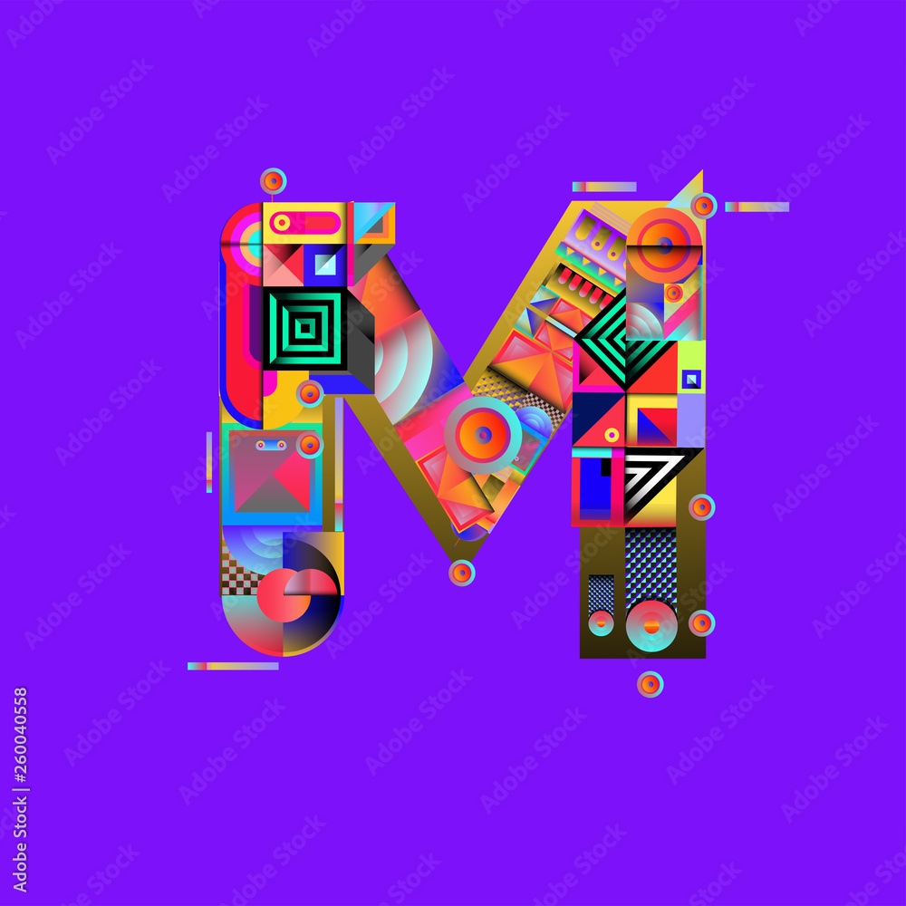 Vector colorful alphabet font letter M for logo, illustration, and ...