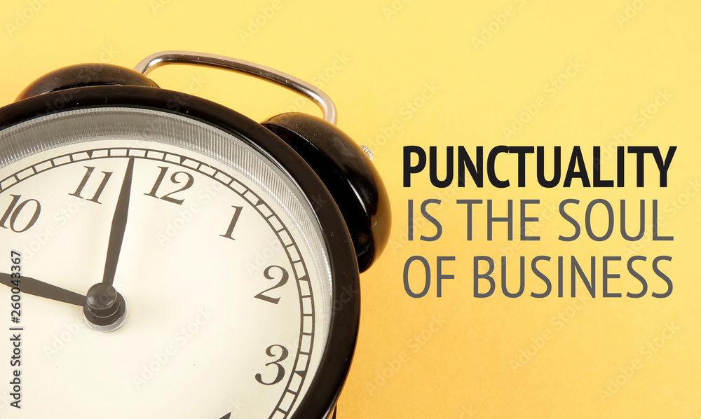 Time Punctuality Concept with black vintage alarm clock. Stock Photo ...