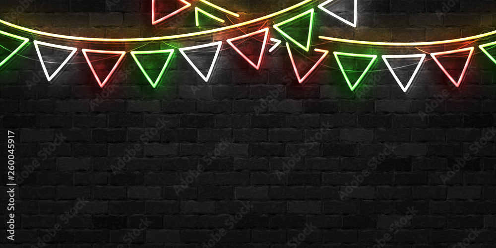 Vector realistic isolated neon sign of Cinco De Mayo party flags ...