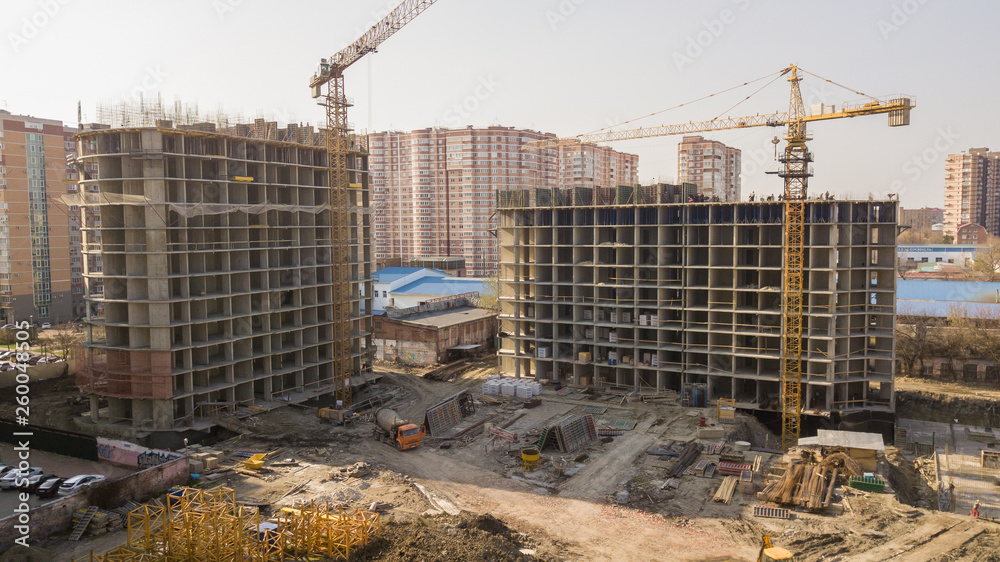 Construction of modern high-rise buildings. Phased construction of ...