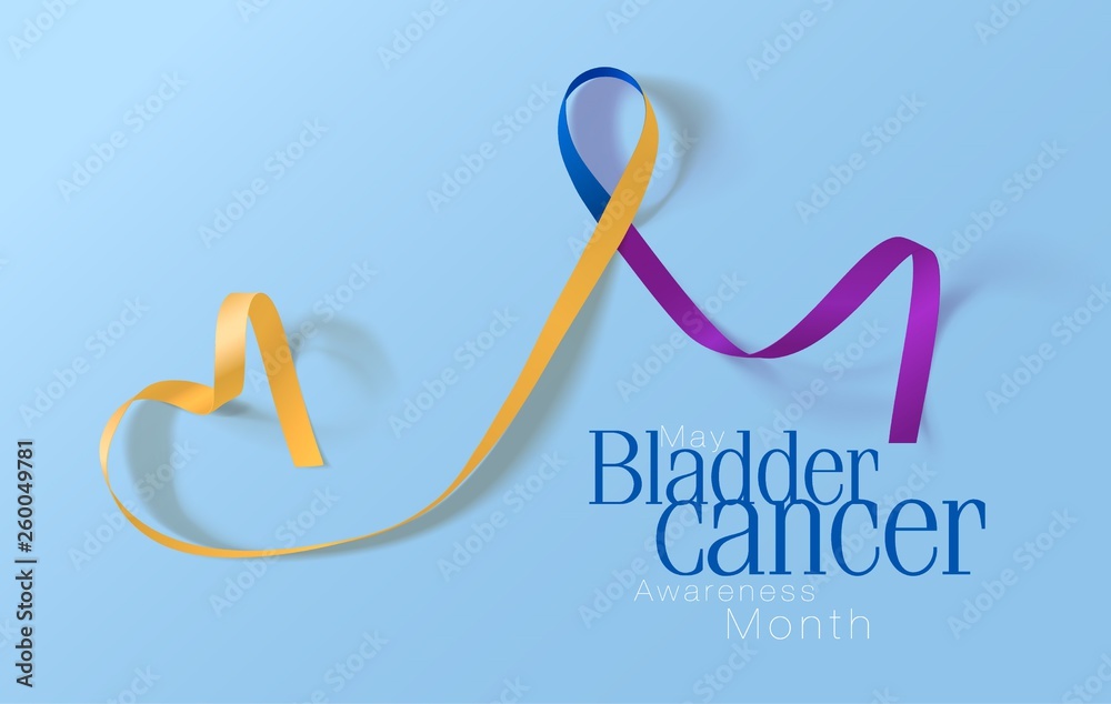 Bladder Cancer Awareness Calligraphy Poster Design. Realistic Marigold ...