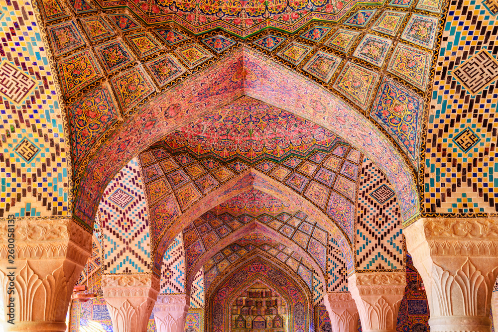 Fabulous view of vault ceiling inside the Nasir al-Mulk Mosque Stock ...