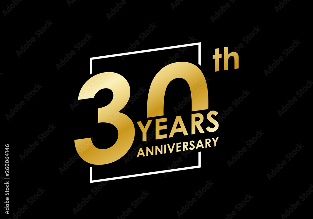 30 years Anniversary logo. 30th Birthday golden badge. Modern icon or ...
