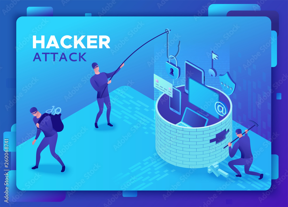 Phishing scam, hacker attack, mobile security concept, data protection ...