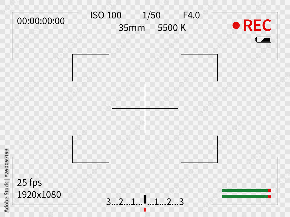 Camera viewfinder. Viewer focus frame record cameras video lens looking ...