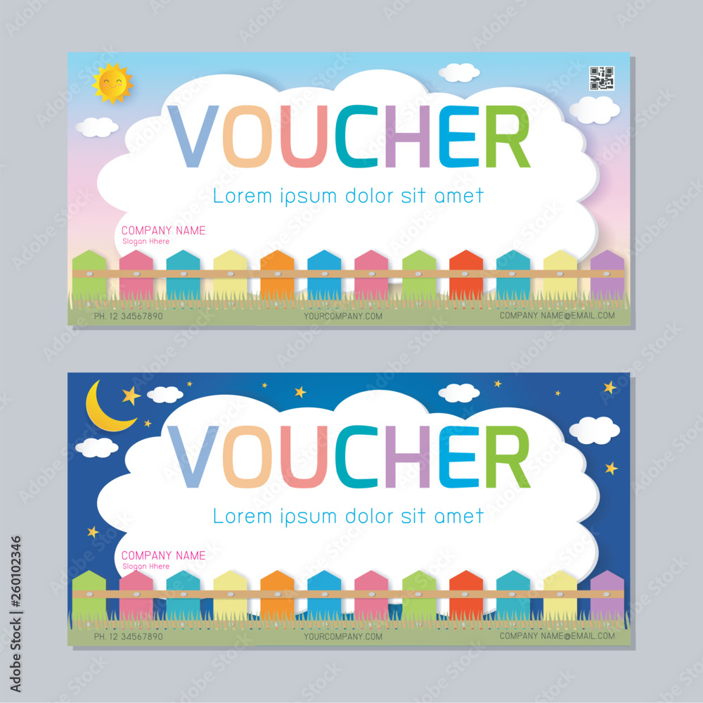 Gift voucher template with colorful pattern,cute gift voucher ...