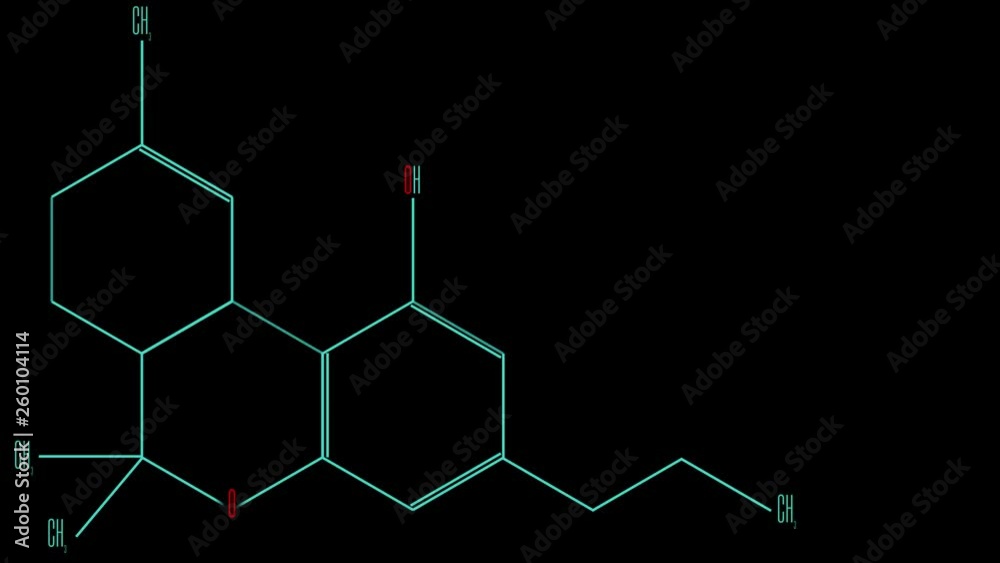 Animation light blue line draws the structural formula of the ...