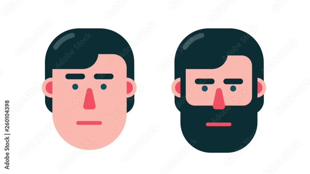 Head of cartoon character man says yes and no. Looped animation with ...
