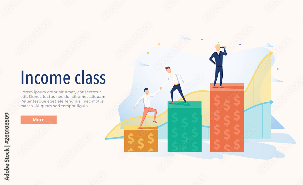 Income Class Vector Illustration Flat Three Levels Tiny Persons Wealth Concept Economical