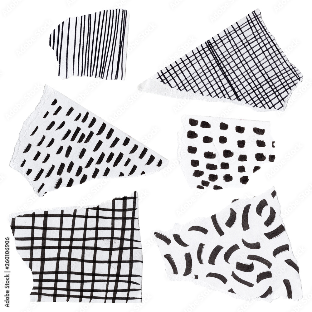 Ripped pieces of paper for collage style. Trandy abstract collage. Cut ...