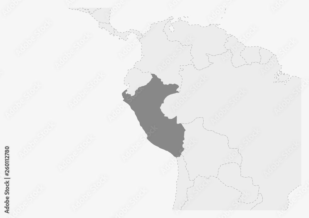 Map of America with highlighted Peru map Stock Vector | Adobe Stock