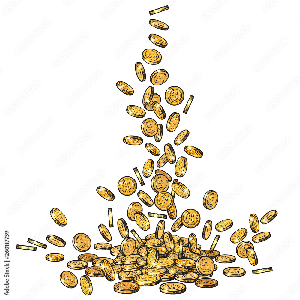 Gold Coins Falling From Hand