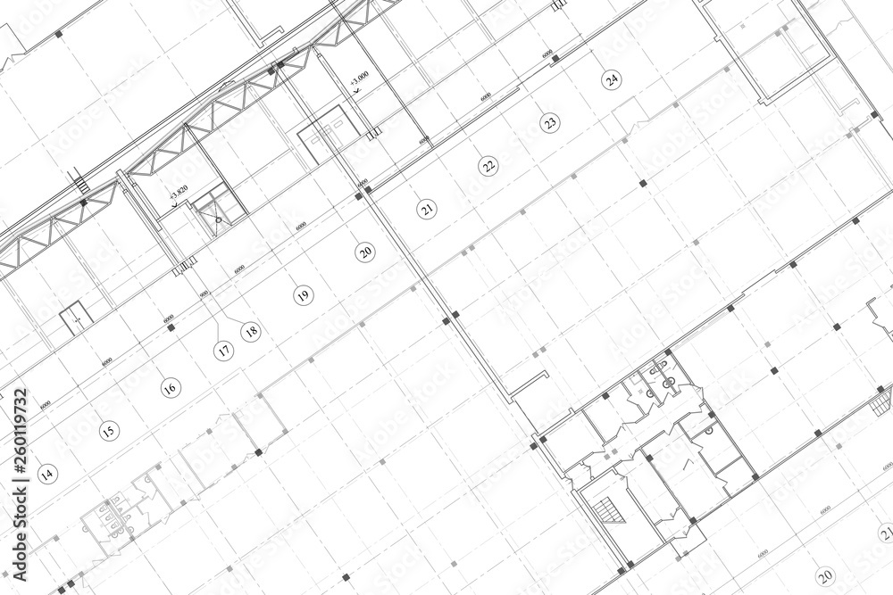 Background -architectural technical drawing of industrial building ...