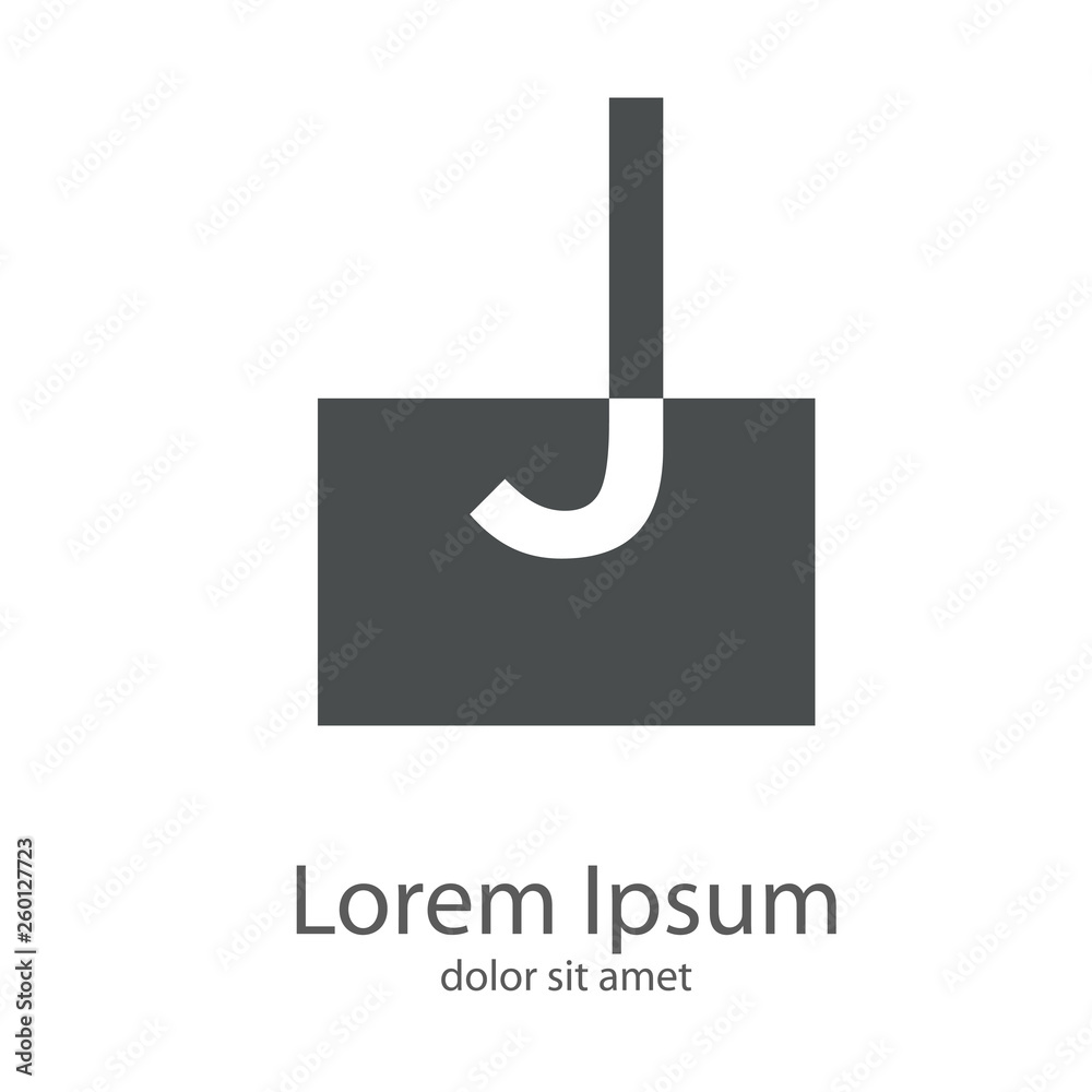 Logotipo letra J mayúscula en cuadrado en espacio negativo en color ...