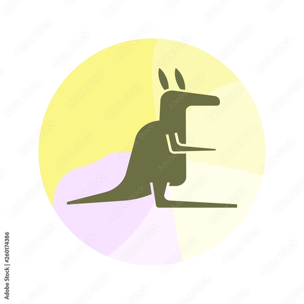 Kangaroo icon on multiple color circle background. Kangaroo ...