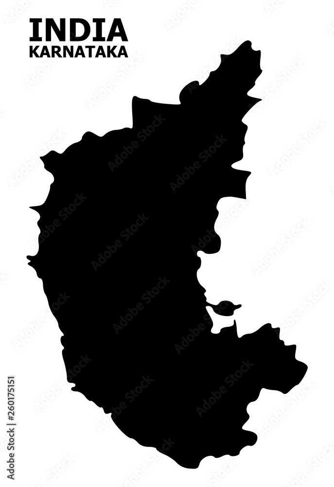 Vector Flat Map of Karnataka State with Name Stock Vector | Adobe Stock