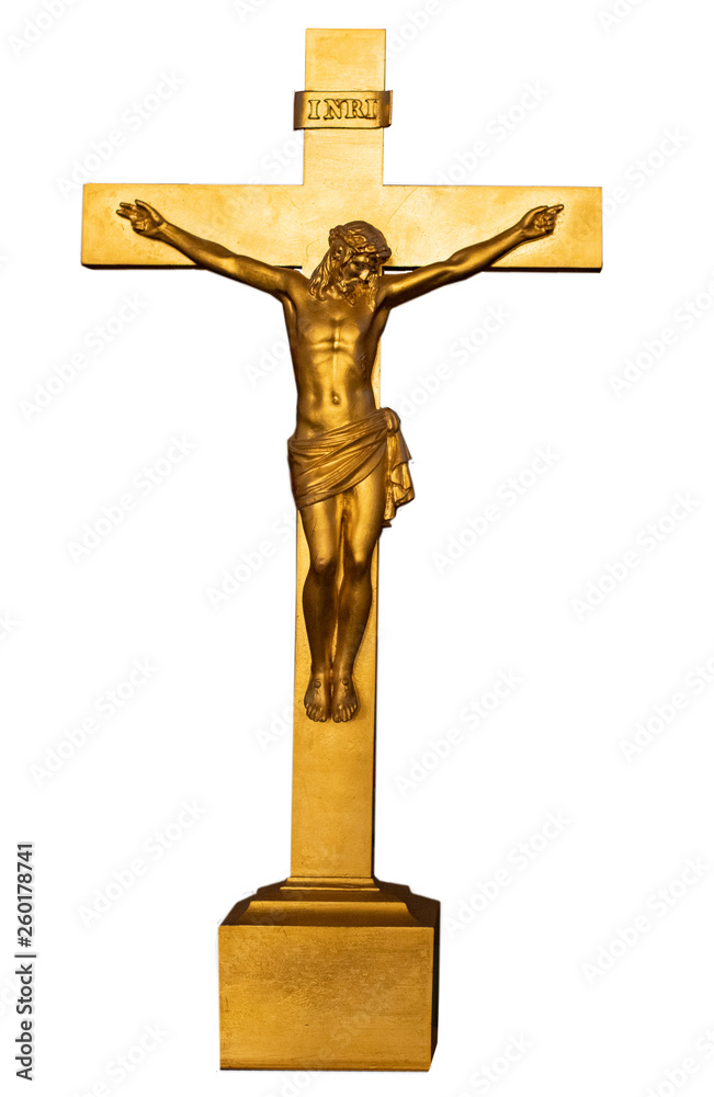 Jesus Christ made in gold , closeup and without background Stock Photo ...