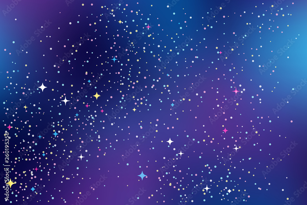Night sky with stars. Vector abstract background in blue, purple and ...