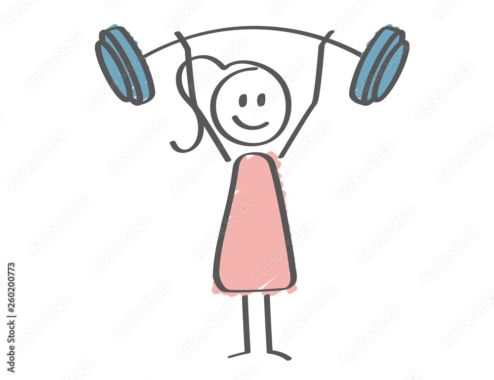 Stick Figure - woman with weights Stock Vector | Adobe Stock