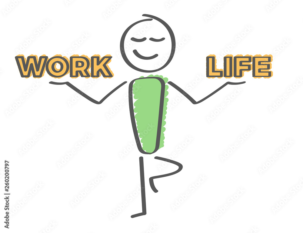 Stick Figure - Man Work Life Balance Stock Vector | Adobe Stock