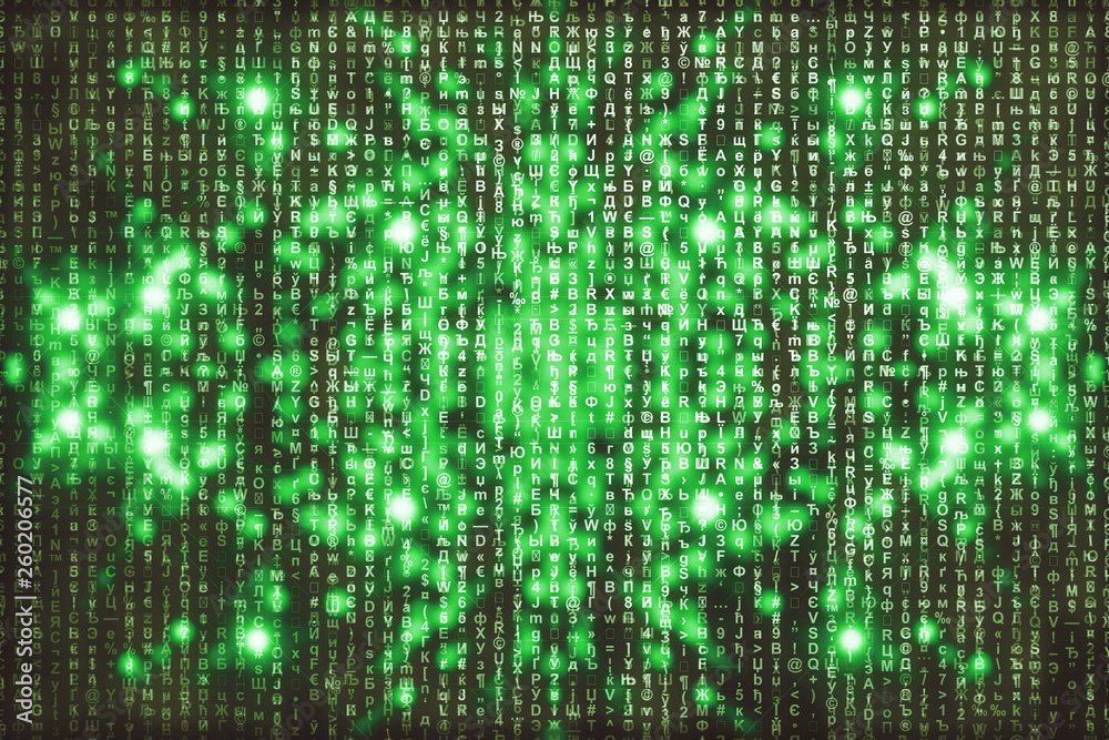 Green matrix digital background. Abstract cyberspace concept ...
