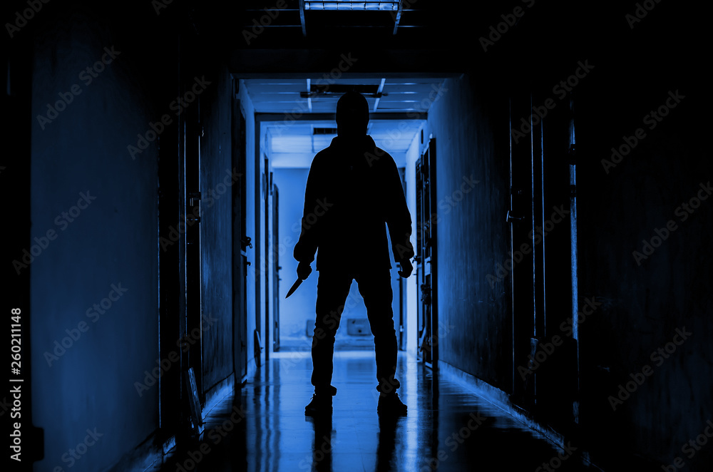 murder, kill and people concept - Criminal or murderer wearing a mask ...