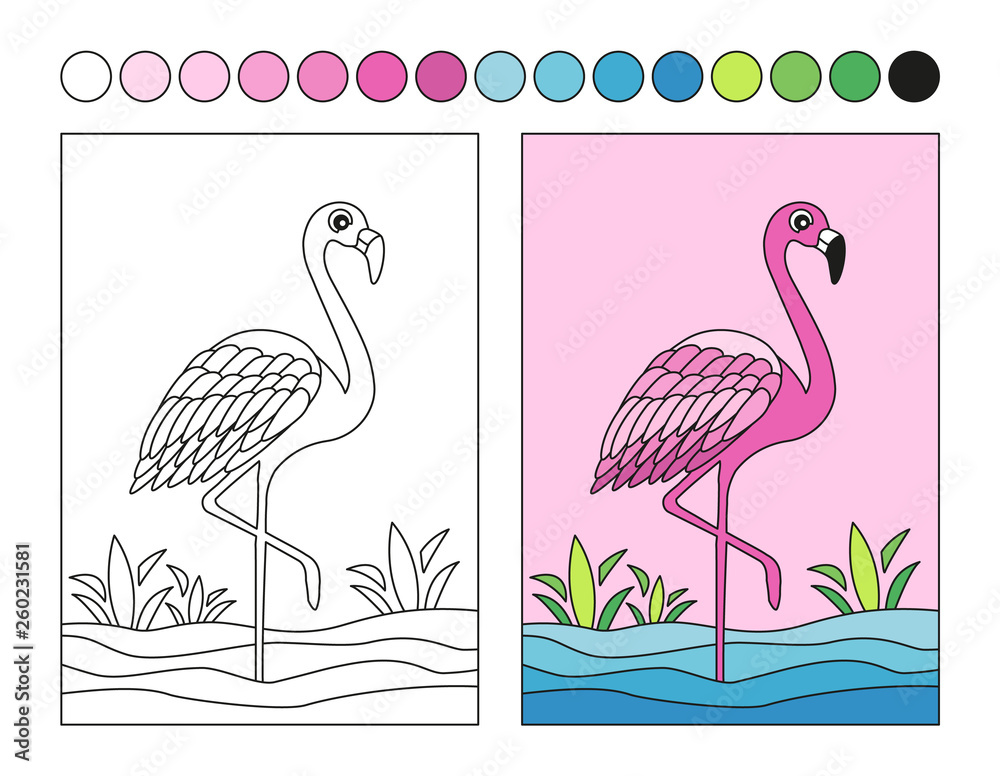 Cute Coloring Motive. Book Page with Color Concept. Stock Vector ...