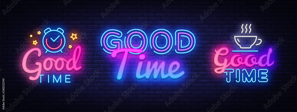 Good Time collection neon signs vector. Good Times design template ...