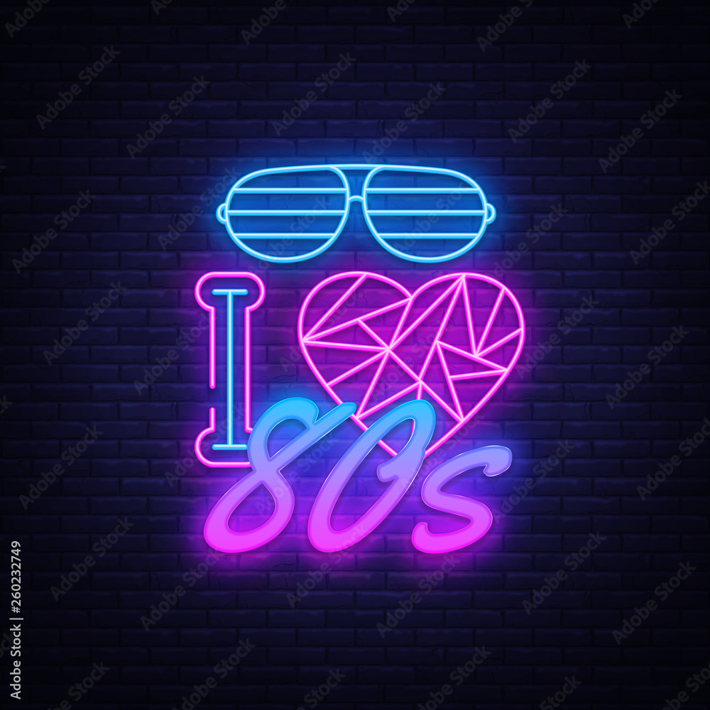I love 80s neon sign vector design template. Back to the 80s neon logo, light banner design ...