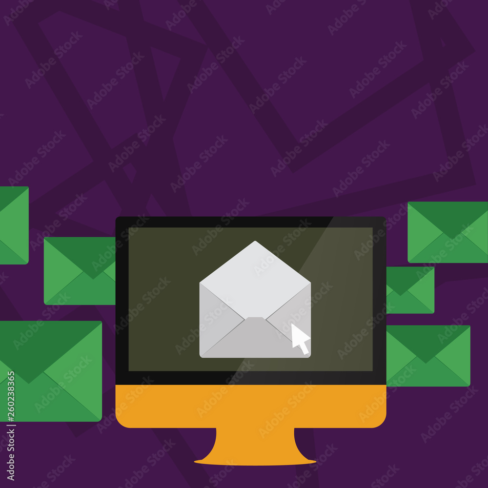 Open Color Envelope inside Computer Screen. Letter Casing Surrounds the ...