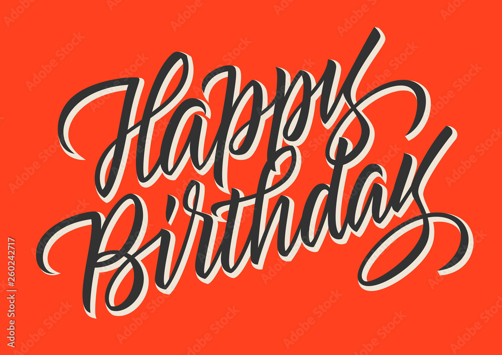 happy_birthday_calligraphy_red Stock Vector | Adobe Stock