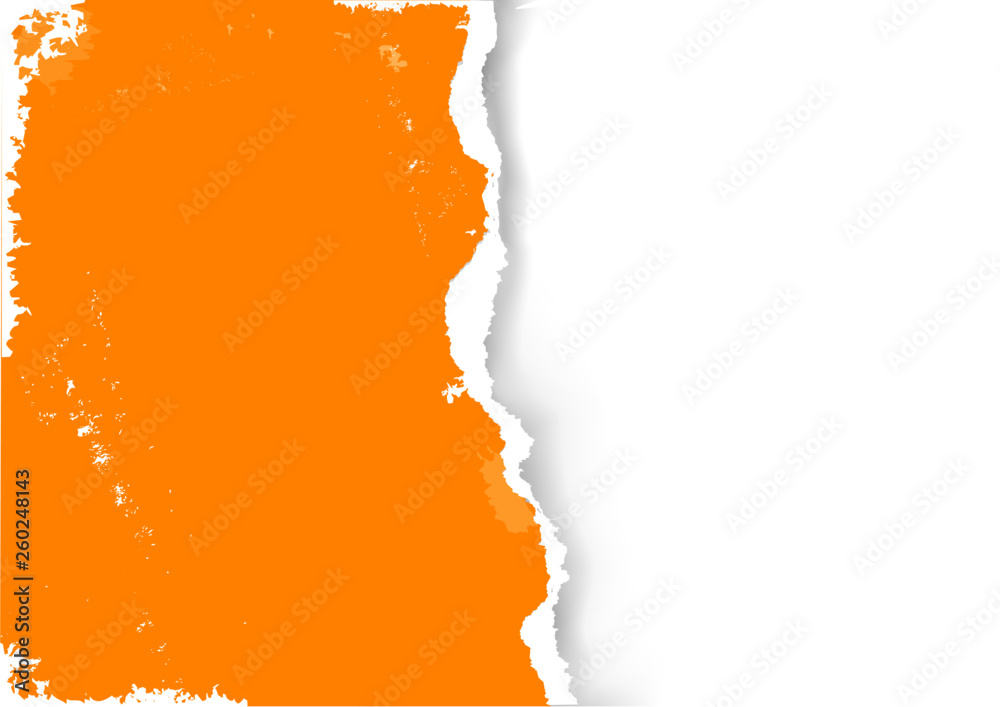 Orange Ripped paper grunge background. llustration of orange ripped ...