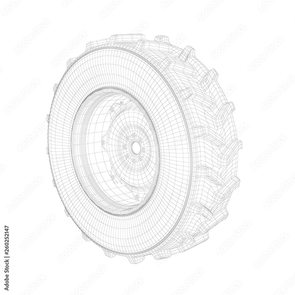 3D model of tractor wheel Stock Illustration | Adobe Stock