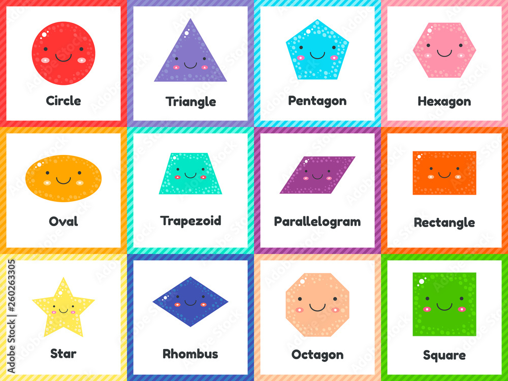 vector illustration. set cute geometric figures for kids. Isolated ...