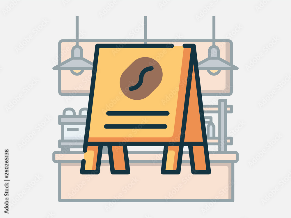 Sidewalk sign. Coffee shop elements vector illustration. Stock Vector ...