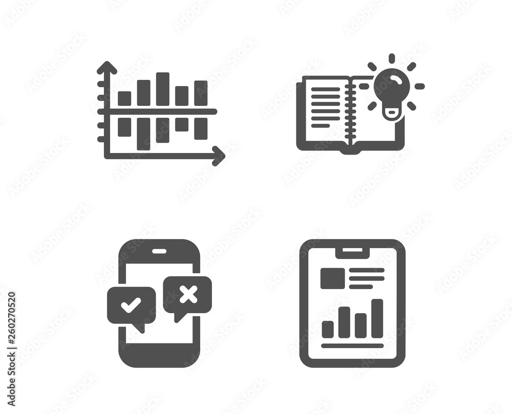 Set of Product knowledge, Diagram chart and Phone survey icons. Report ...